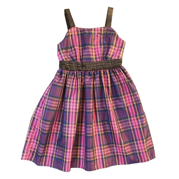 Justice | Dresses | Justice Pink And Purple Plaid Dress With Side Zip ...